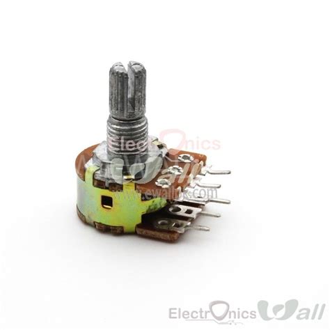 Ewall 10k Dual Port Potentiometer Variable Resistor B10k Shaft 15mm