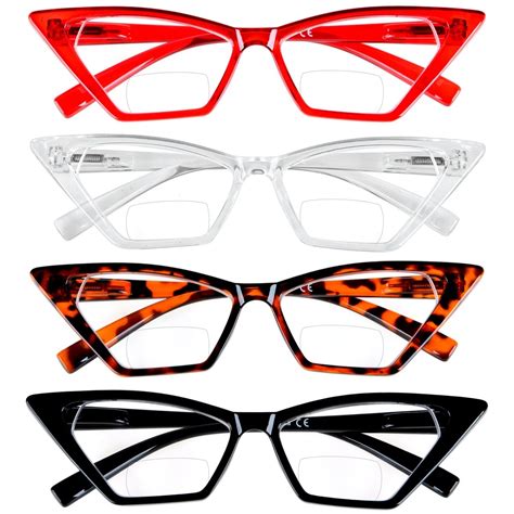 4 Pack Stylish Cat Eye Bifocal Reading Glasses Women