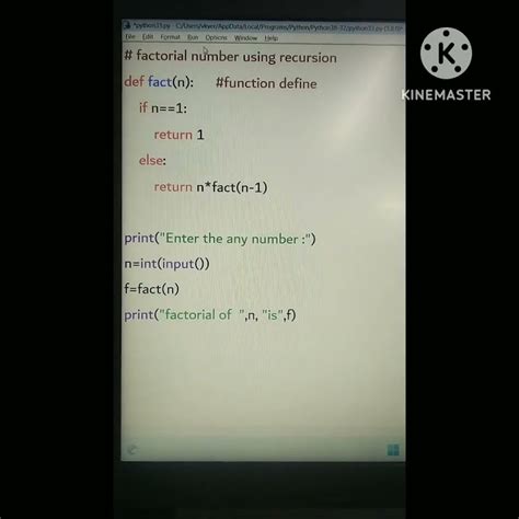 Factorial Number Using Recursion Function In Python Youtube