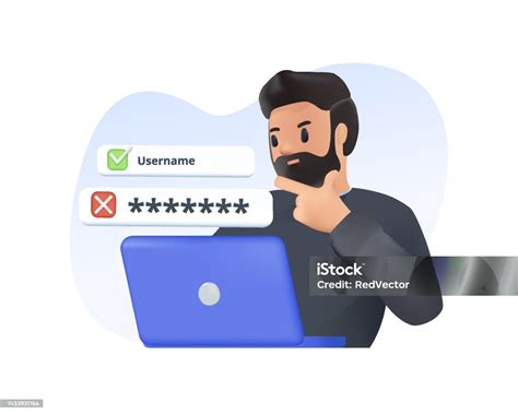 3d Illustration Wrong Password Isolated Vector Confused Man Forget