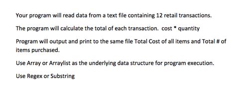 solved your program will read data from a text file