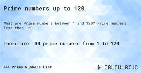 Prime Numbers Up To 120 Calculatio