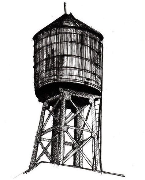 Water Tower Line Drawing How To Draw A Water Tower Water Tower