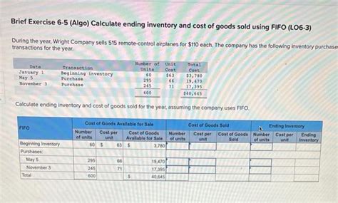 Solved Brief Exercise Algo Calculate Ending Inventory Chegg