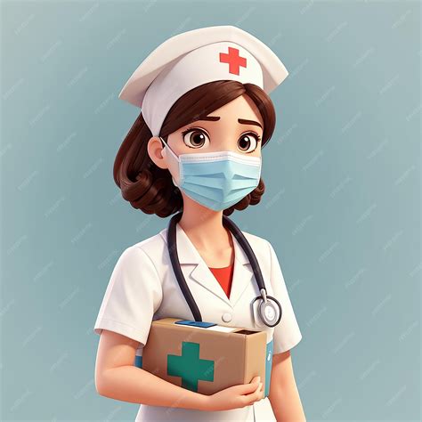 Enfermera Linda Con Máscara Sosteniendo Caja De Primeros Auxilios