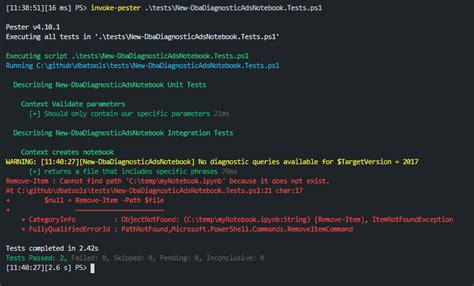 [bug] new dbadiagnosticadsnotebook tests test not failing · issue 6930 · dataplat dbatools