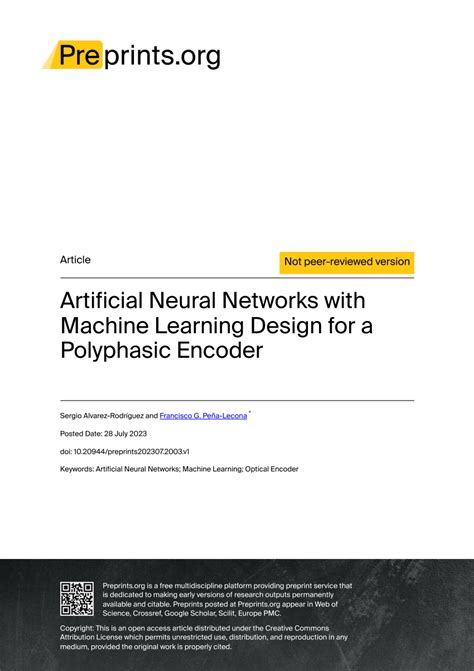 Pdf Artificial Neural Networks With Machine Learning Design For A Polyphasic Encoder