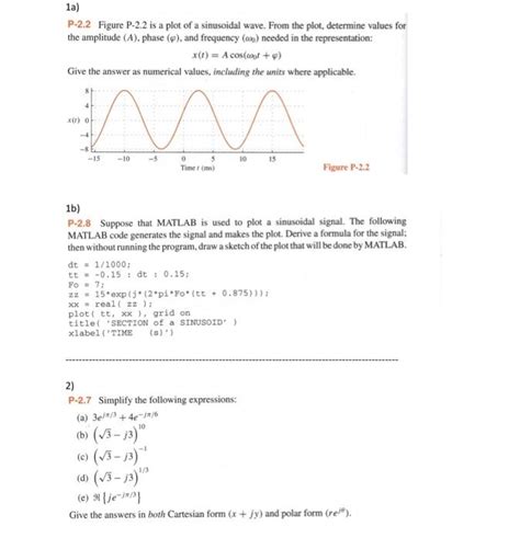 Solved P 22 Figure P 22 Is A Plot Of A Sinusoidal Wave
