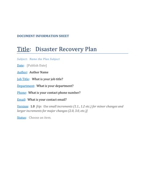 Disaster Recovery Plan Template In Word And Pdf Formats