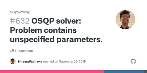 Osqp Solver Problem Contains Unspecified Parameters Issue Cvxpy Cvxpy Github