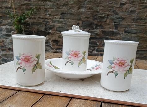 Vintage Hadida Inspired Bathroom Set For Two Bone China With Rose Design Made In England Etsy