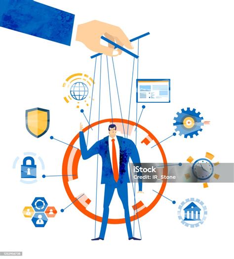 손에 의해 제어 사업가 어떤 자유와 결정을 내릴 제한 모던 플랫 디자인 비즈니스 컨셉 일러스트 일러스트레이션에 대한 스톡 벡터