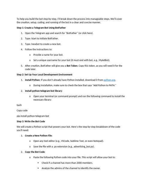 To Help You Build The Bot Step Pdf