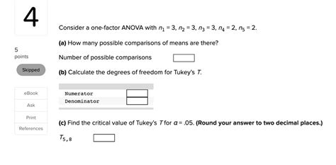 solved consider a one factor anova with n1 3 n2 3 n3 3 n4 2