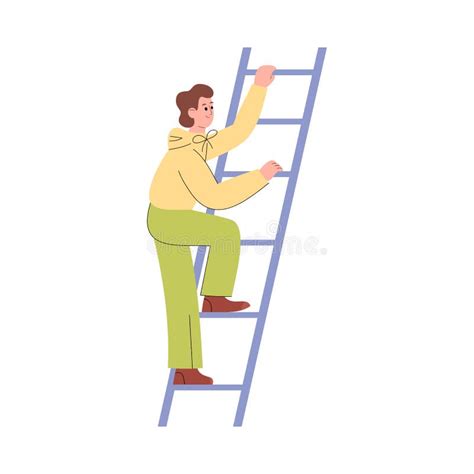 Cartoon Man Climbing Ladder Stock Illustrations 1872 Cartoon Man