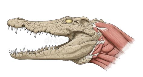Illustration Of A Crocodile S Head And Neck Featuring Detailed Anatomy