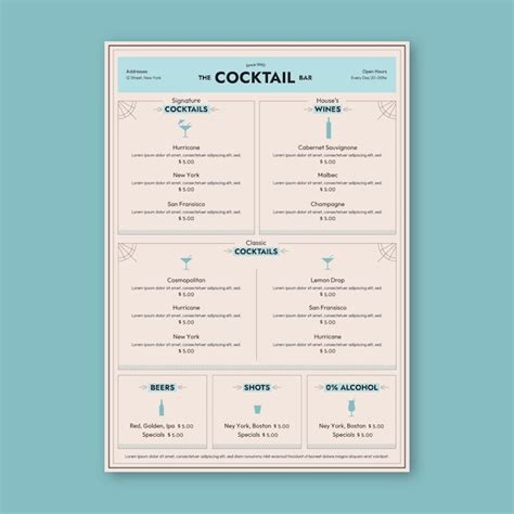 손으로 그린 메뉴 템플릿 디자인 프리미엄 벡터