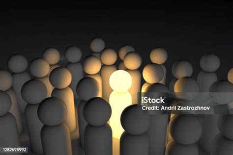 독특하고 재능있는 사람 같은 군중 중 개성과 리더십 3d 렌더 리더십에 대한 스톡 사진 및 기타 이미지 리더십 개성 개념 돋보이는 Istock