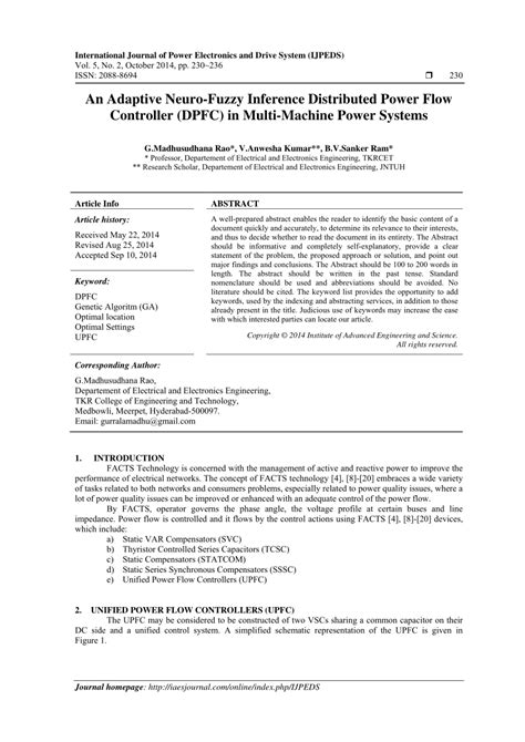 pdf an adaptive neuro fuzzy inference distributed power flow controller dpfc in multi