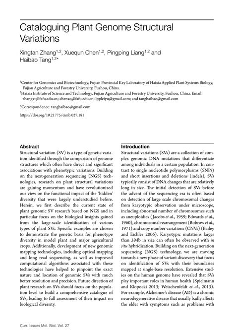 Pdf Cataloging Plant Genome Structural Variations