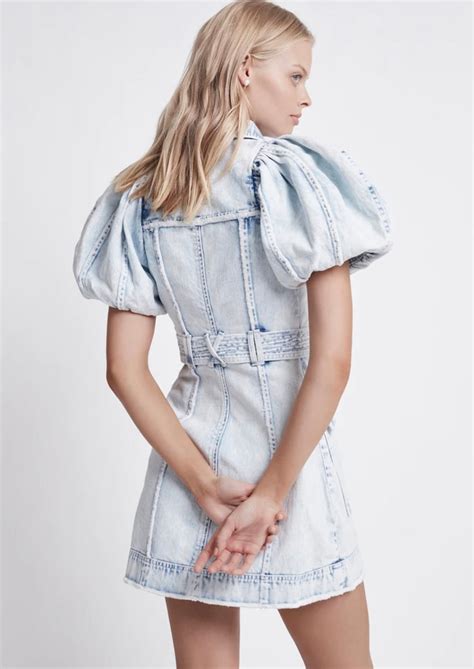 Aje Framework Denim Puff Sleeve Dress All The Dresses