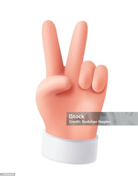 3d 손 아이콘입니다 평화와 사랑의 상징으로 두 손가락을 보여주는 만화 팔 손바닥이 제스처를 보여주거나 감정을 표현하는 재미있는 이모티콘 현실적인 벡터 일러스트 레이 션 3