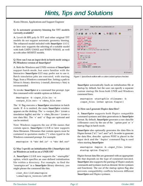 Geometry Binning For Tft Models And Smartspice Tips Silvaco