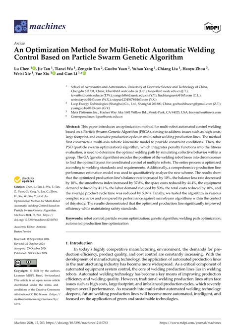Pdf An Optimization Method For Multi Robot Automatic Welding Control Based On Particle Swarm