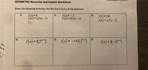 Geometric Sequence Recursive Formula Worksheet Statfity