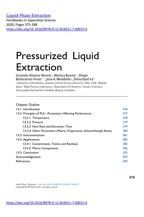 Pdf Pressurized Liquid Extraction