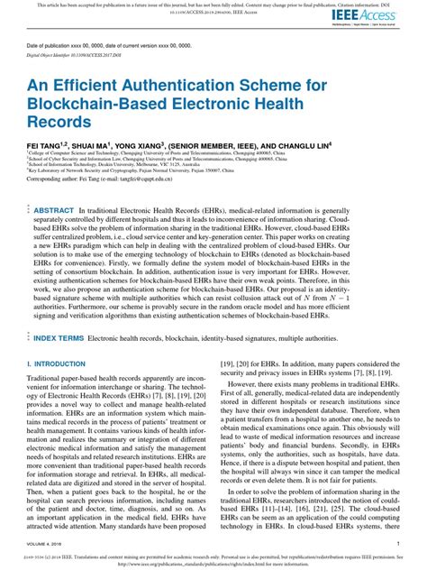 An Ef Cient Authentication Scheme For Blockchain Based Electronic