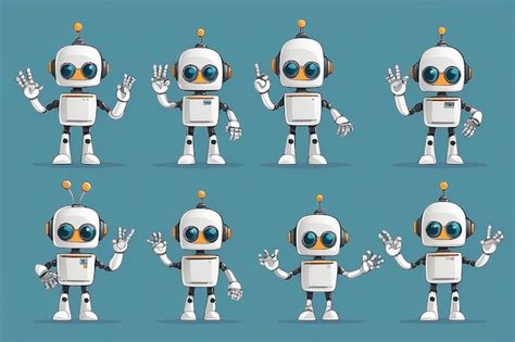 Premium Photo Robots Vector Character Set Funny Mascot Robot Design Element For Presentation