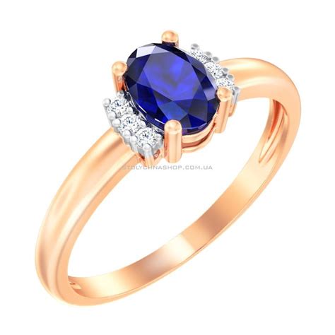 Золота каблучка з сапфіром і діамантами арт К011069с