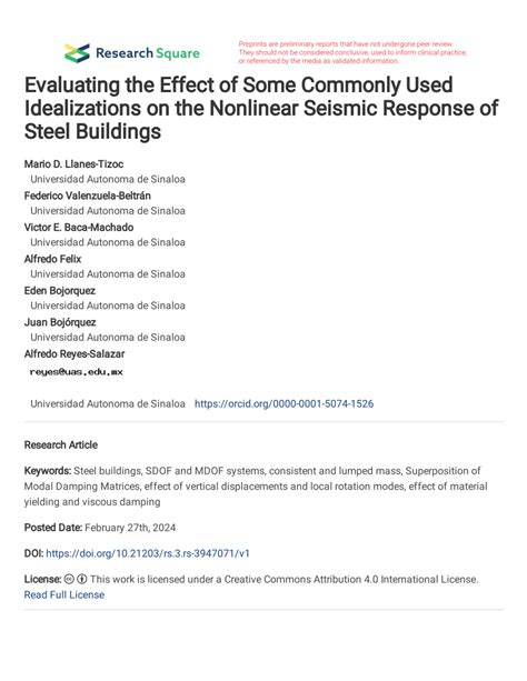 Pdf Evaluating The Effect Of Some Commonly Used Idealizations On The Nonlinear Seismic