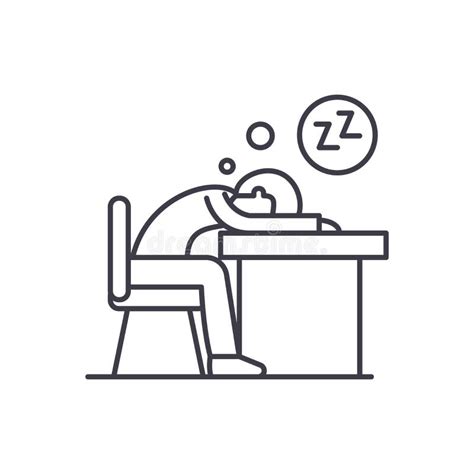 Tired At Work Line Icon Concept Tired At Work Vector Linear