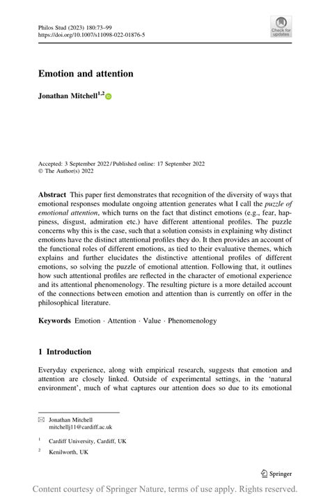 Pdf Emotion And Attention