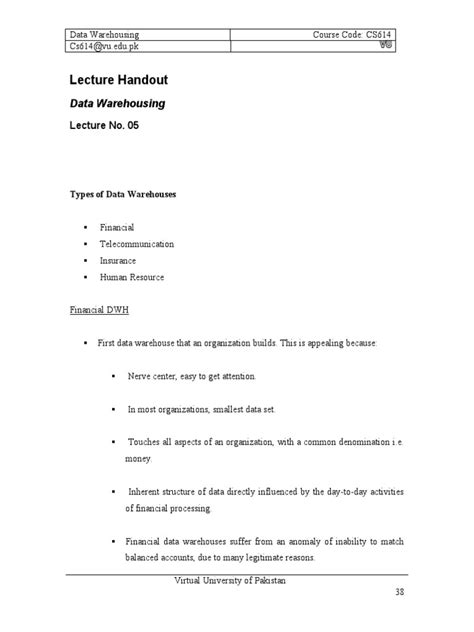 Lecture No 05 Data Warehouse Pdf Interest Data Warehouse