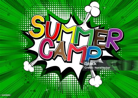 여름 뜰의만화책 스타일 단어 여름 캠프에 대한 스톡 벡터 아트 및 기타 이미지 여름 캠프 문자 관광객 Istock