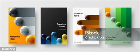 프리미엄 3d 구 배너 레이아웃 세트 기하학적 팜플렛 디자인 벡터 템플릿 컬렉션 A4 용지에 대한 스톡 벡터 아트 및 기타