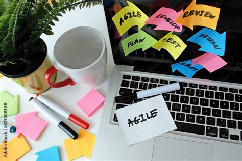 IT Worker With Agile Board Using Scrum Board For Task Control Is A