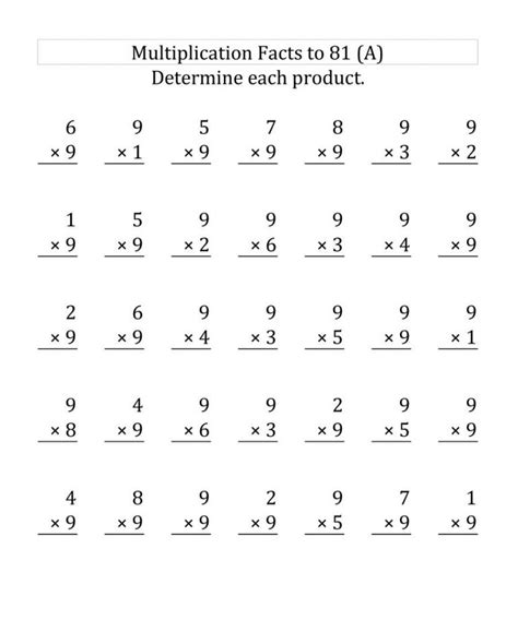 9 Multiplication Worksheet Multiplication Worksheets