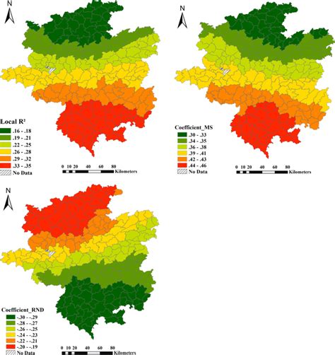 Local R² And Explanatory Variable Coefficients Of Phr 2 Variables Gwr