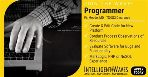Intelligent Waves On Linkedin Hiring Programmer Job Ft Meade
