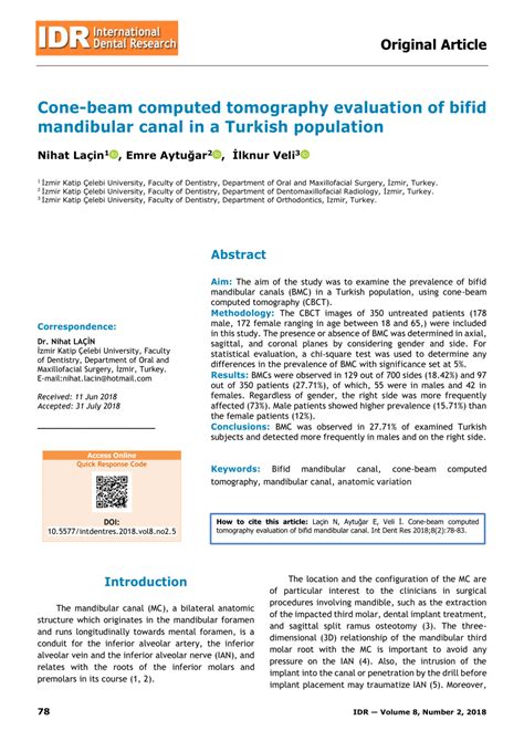 Pdf Cone Beam Computed Tomography Evaluation Of Bifid Mandibular