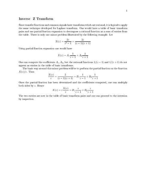 Inverse Z Transform Useful Complex Number Trigonometric Functions