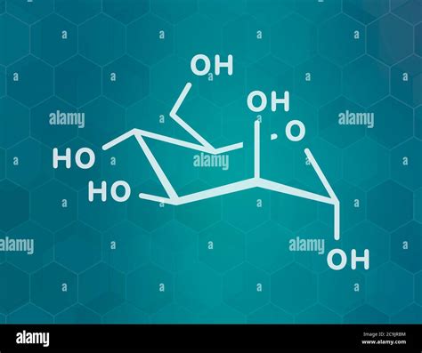 Mannose D Mannose Sugar Molecule Epimer Of Glucose White Skeletal Formula On Dark Teal