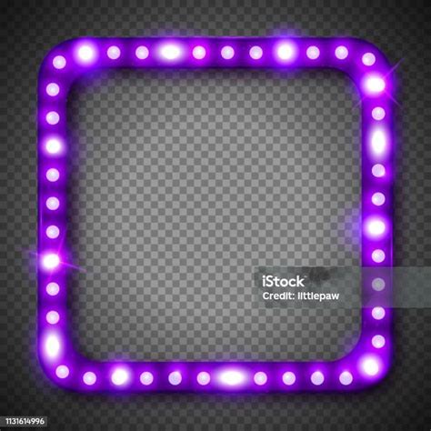 보라색 레트로 프레임 반짝 네온 Led 조명 벡터 일러스트 레이 션 Led 조명에 대한 스톡 벡터 아트 및 기타 이미지
