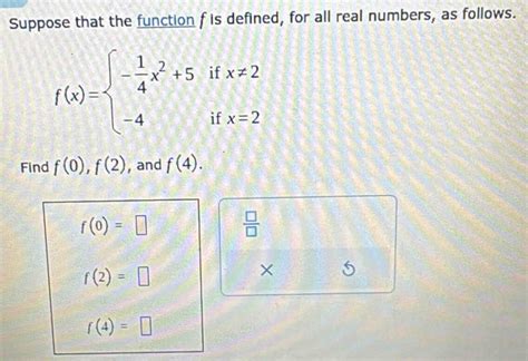 solved suppose that the function f is defined for all real numbers as follows f x