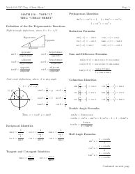 Trigonometry Cheat Sheet Download Printable PDF Templateroller
