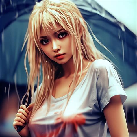 Girl Animewet T Shirtblonderain — Image Created In Shedevrum